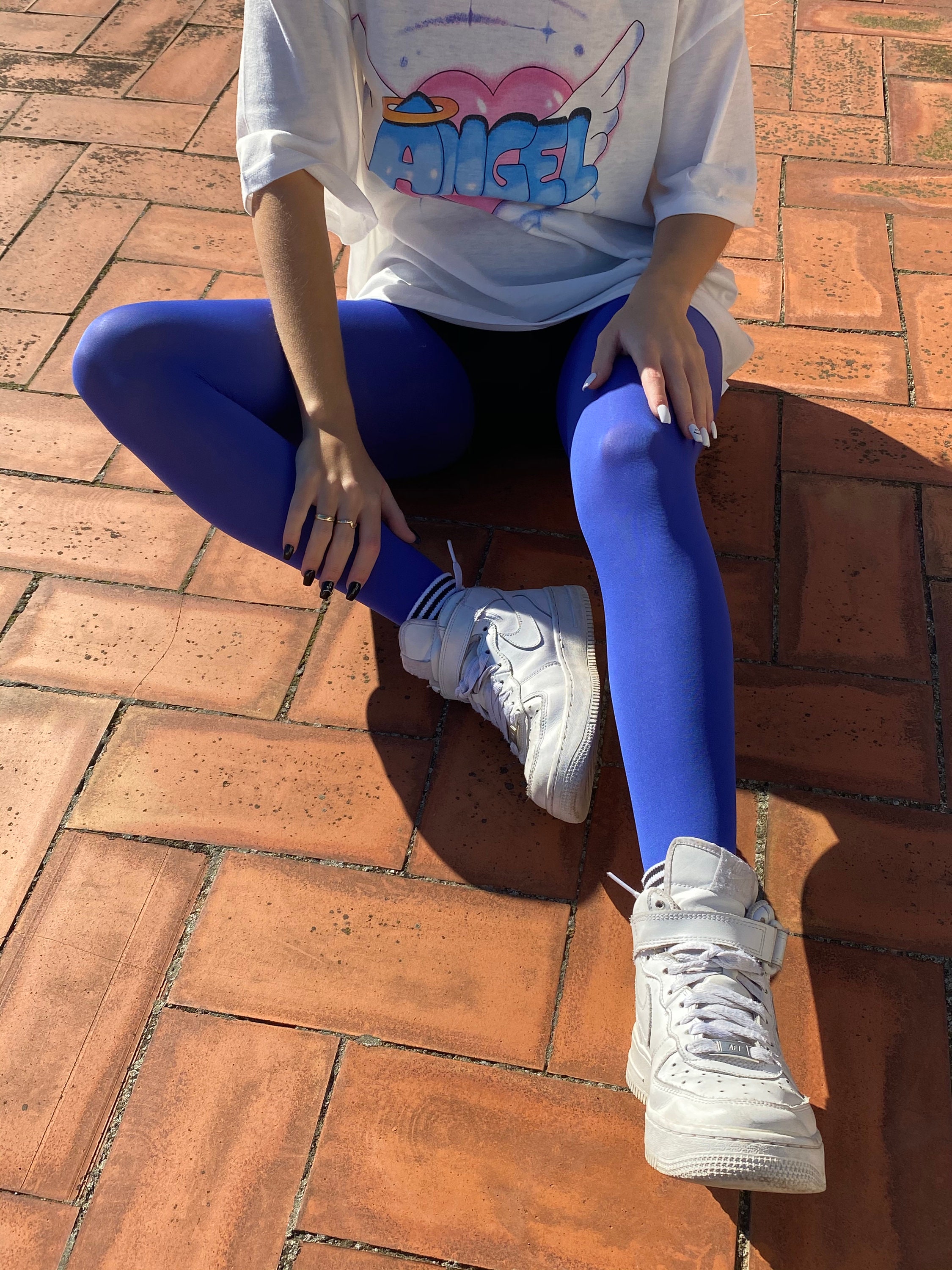 Cobalt Blue Pantyhose, Blue Tights, Cyan Blue Nylon Stockings, Womens ...