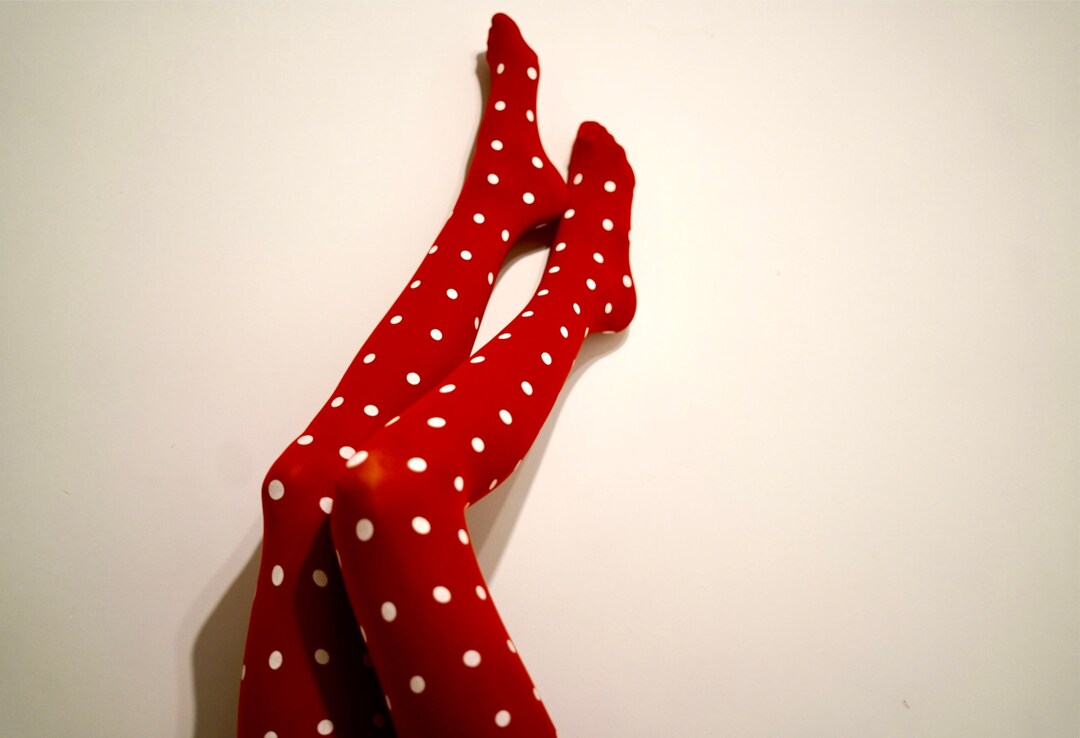 Red Stockings With White Polka Dots, Red Pantyhose With White Polka ...