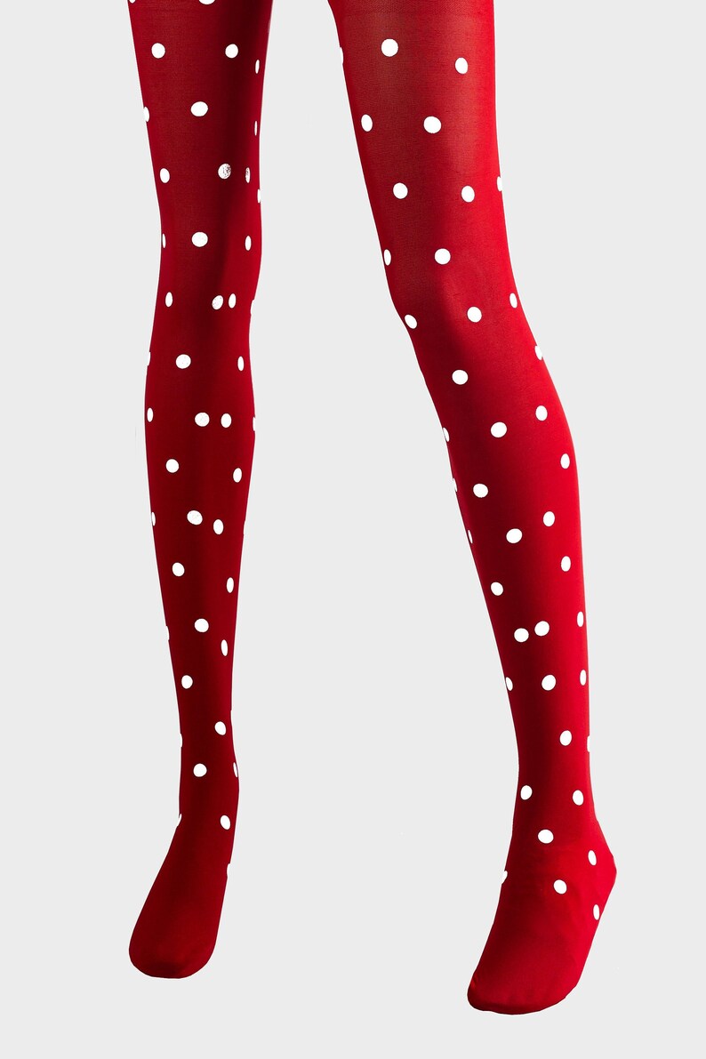 Red Stockings With White Polka Dots, Red Pantyhose With White Polka ...