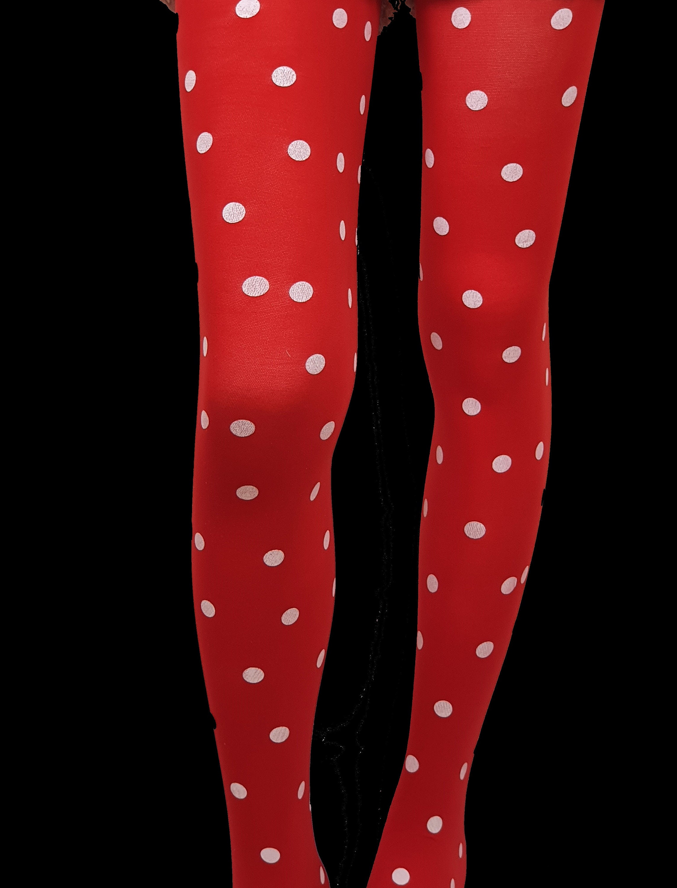 Red Stockings With White Polka Dots, Red Pantyhose With White Polka ...