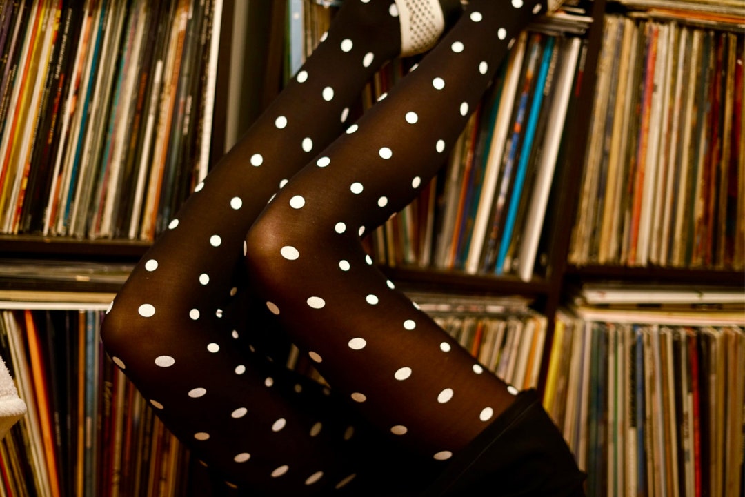 Black Polka Dot Patterned Tights Women's Black Tights - Etsy UK