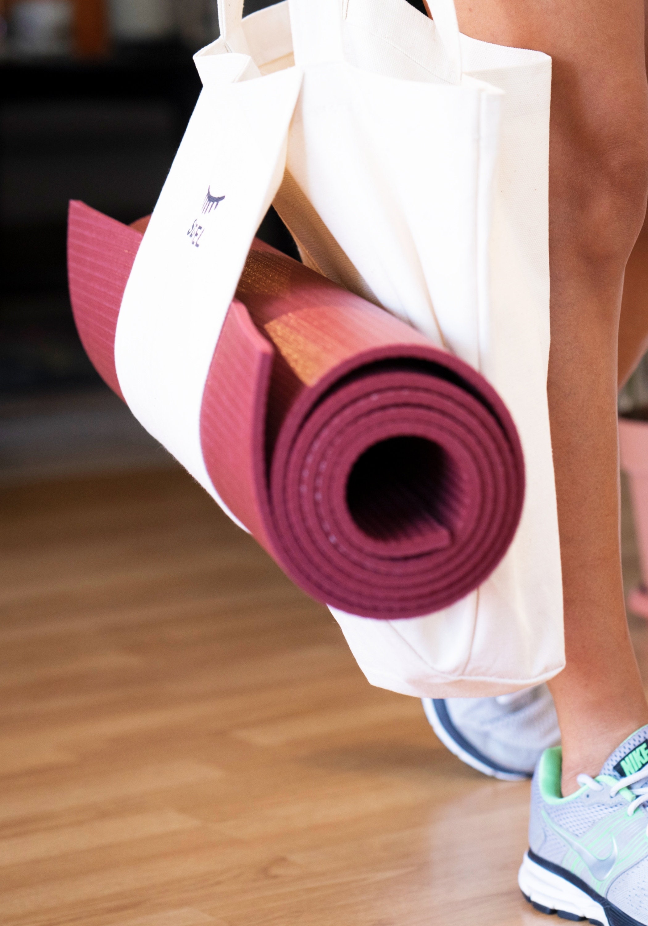 Yoga Pilates Mat Bag Basic Canvas Tote With Mat Carrier Pocket | Etsy ...