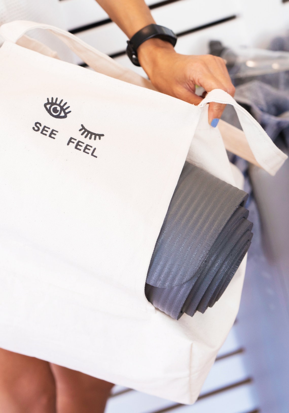 Yoga Pilates Mat Bag Basic Canvas Tote With Mat Carrier Pocket - Etsy ...