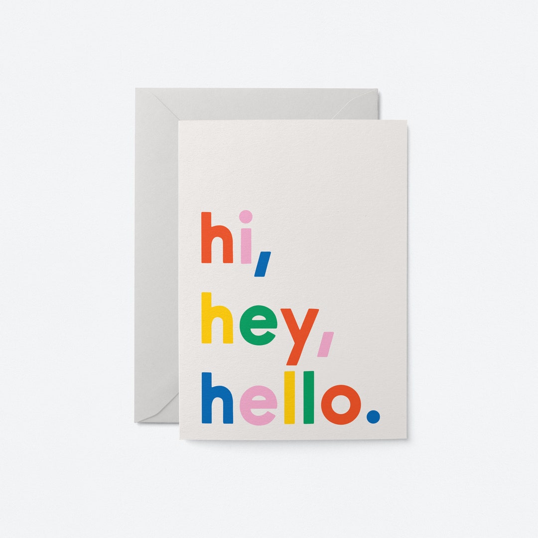 Hi, Hey, Hello Just Because Greeting Card - Etsy
