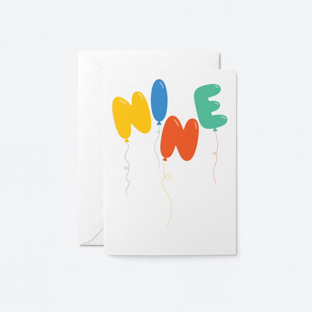 Nine 9th Birthday Card Kids Age Card - Etsy