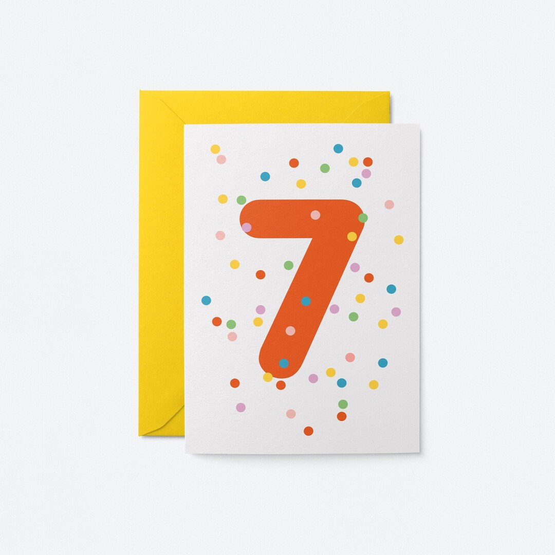 7th Birthday Card Kids Age Card - Etsy