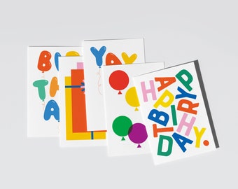 Birthday Card Bundle Pack of 5 Cute Greeting Cards - Etsy