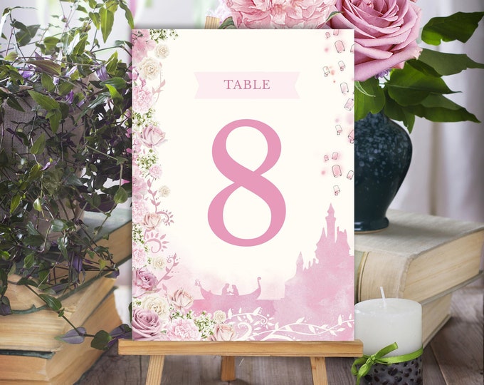 Tangled Sun Table Numbers With Stand, Quinceanera, Princess Party ...