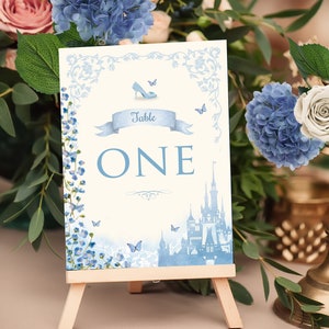Cinderella Table Number, Fairy Tale Table Number, Blue Wedding Table ...