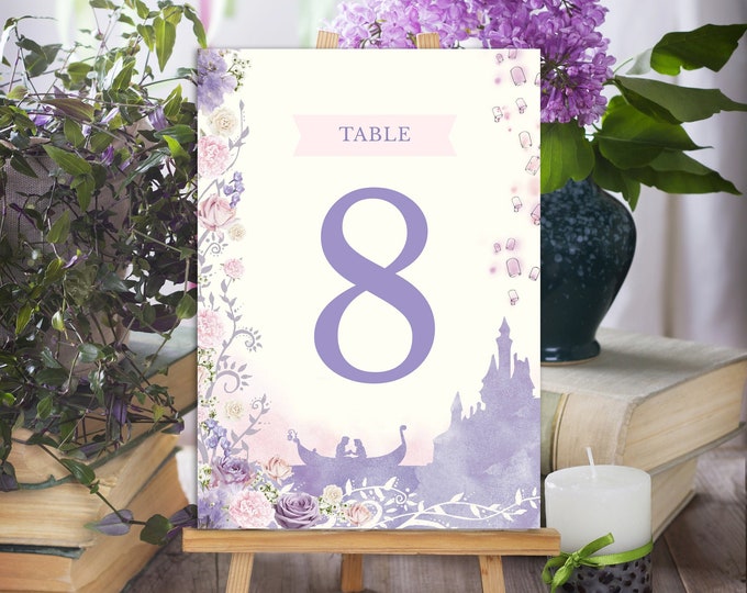 Tangled Sun Table Numbers With Stand, Quinceanera, Princess Party ...