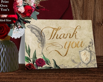 Medieval Castle Codex Illuminated Manuscript Style Thank You Note to ...