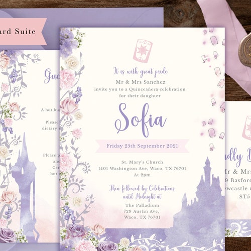 Tangled Digital Invitation Quinceanera Invitation Party - Etsy