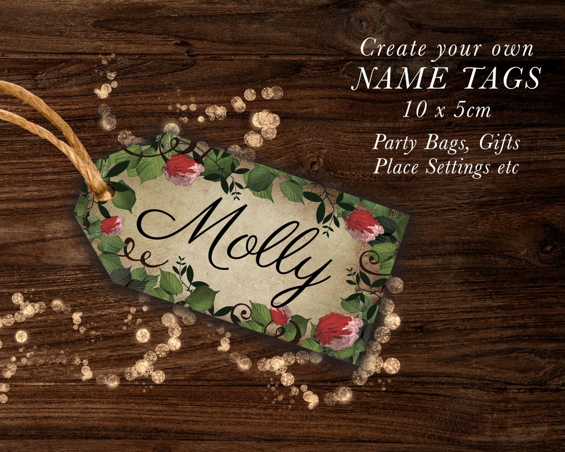 Alice in Wonderland Party Tags Alice Name Tags Print Your - Etsy