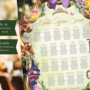 Tangled Seating Chart, Quinceanera Tangled Seating Plan, Sweet Sixteen ...