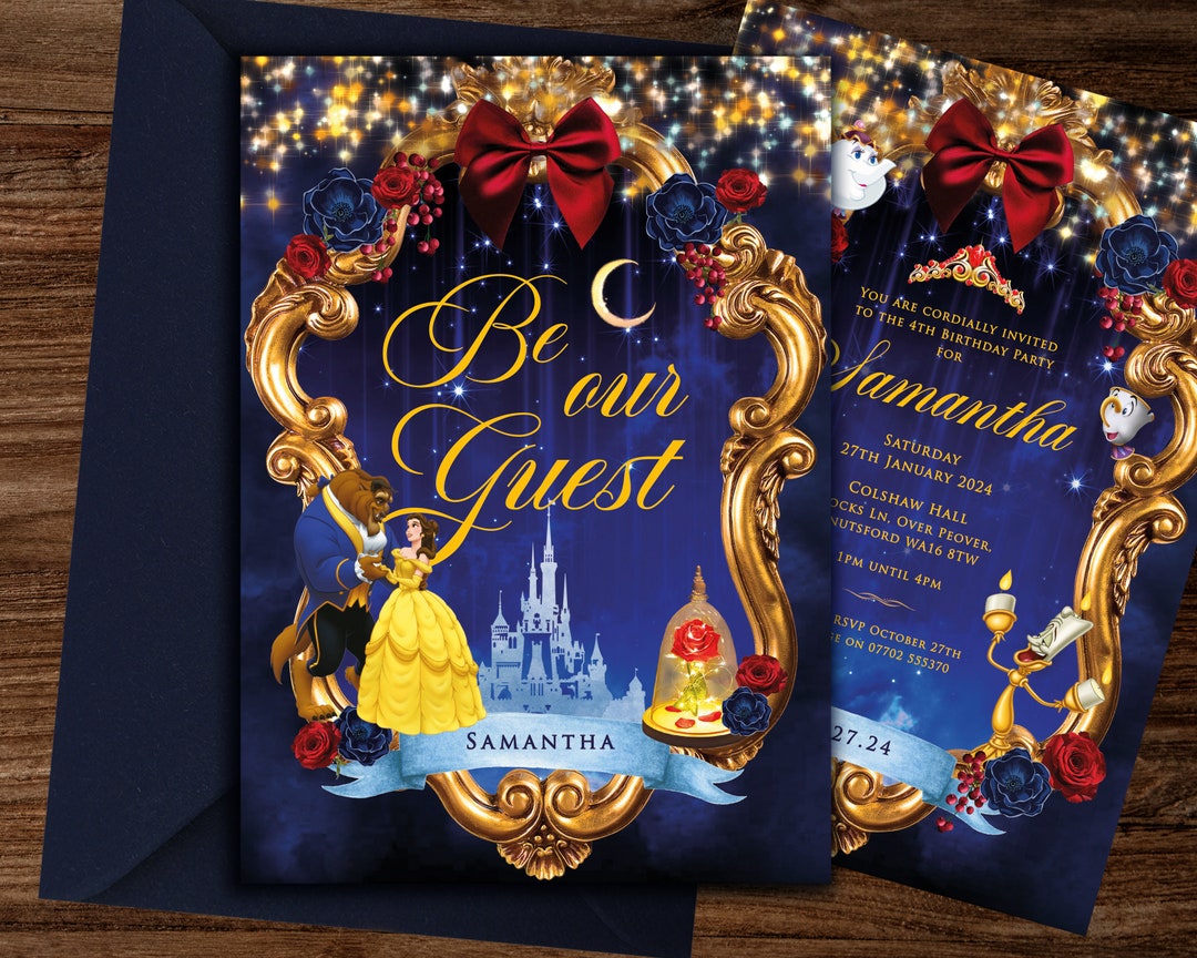 Beauty and the Beast Birthday Invitation, Editable Belle Invite ...