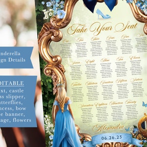 Cinderella Seating Chart, Cinderella Quinceanera Sign, Cinderella Sweet ...