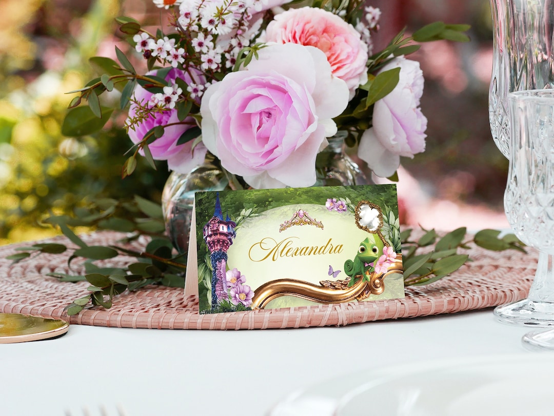 Tangled Place Card, Quinceanera Place Card, Tangled Name Card, Tangled ...