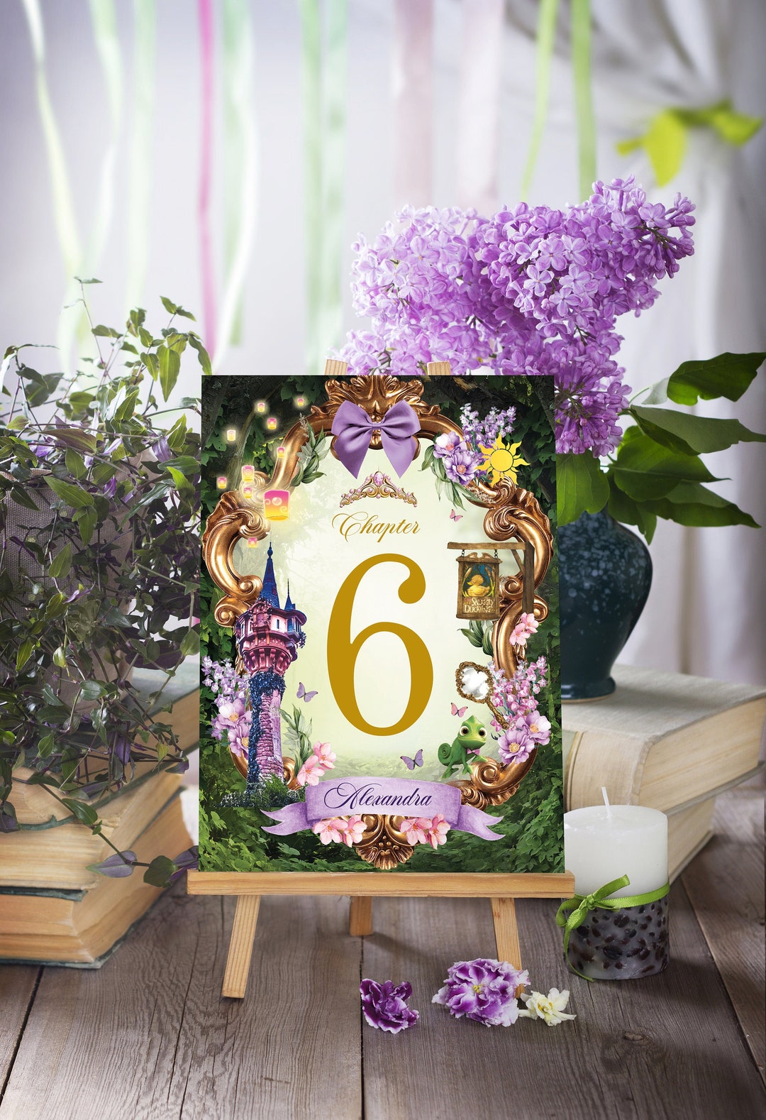 Tangled Table Number, Quinceanera Tangled Table Number, Tangled Wedding ...
