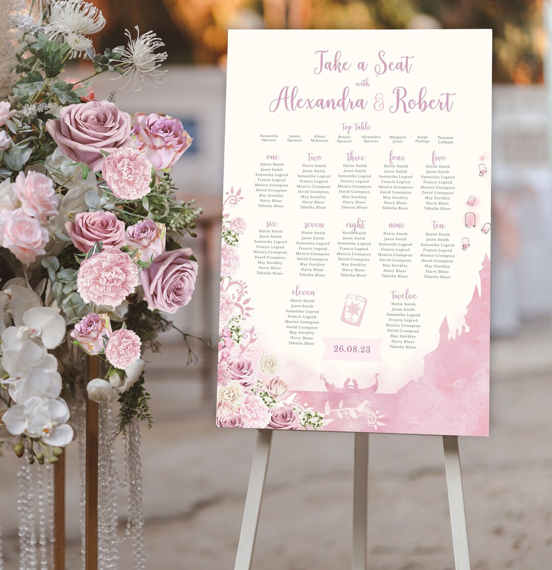 Tangled Table Plan, Pink Wedding Table Plan, Rapunzel Wedding, Digital ...