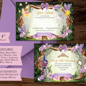 Tangled Invitation, Tangled Quinceanera Invite, Tangled RSVP Card ...