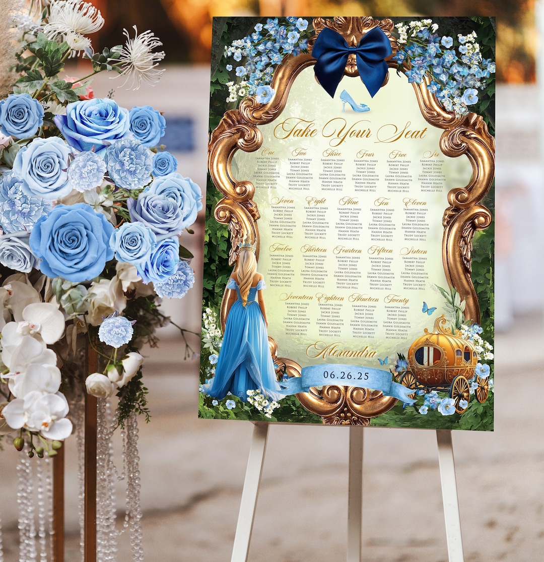 Cinderella Seating Chart, Cinderella Quinceanera Sign, Cinderella Sweet ...