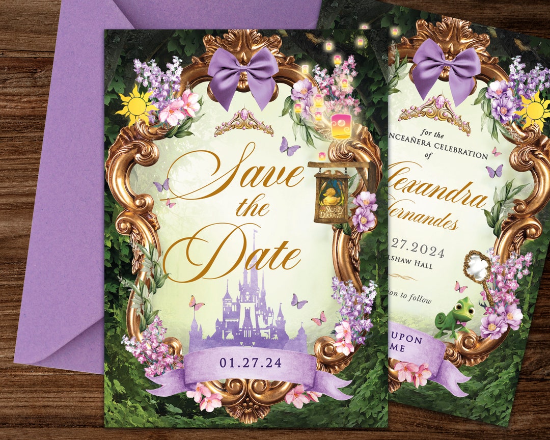 Tangled Save the Date, Tangled Quinceanera, Quince Save the Date, Once ...