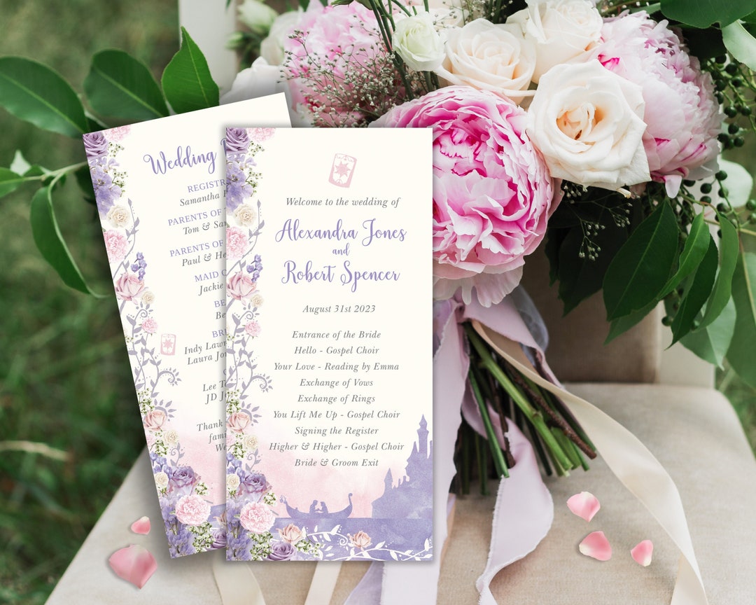 Tangled Wedding Programme, Digital Wedding Programme, Fairytale Wedding ...