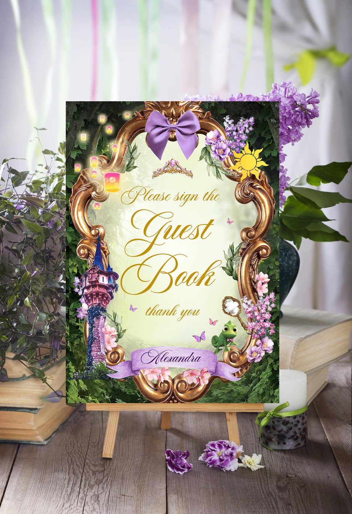 Tangled Table Sign, Quinceanera Purple Party Decor, Rapunzel Theme ...