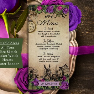 Alice in Wonderland Menu, Alice Menu, Alice Printables, Alice Wedding ...