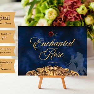 Beauty and the Beast Table Numbers, Digital Navy Wedding Numbers ...
