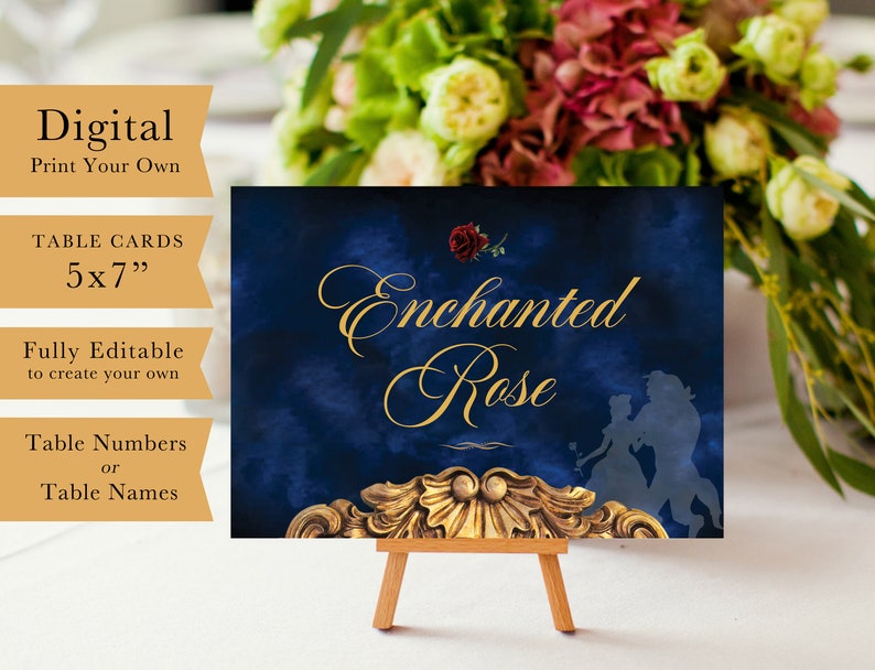 Beauty and the Beast Table Numbers Digital Navy Wedding - Etsy
