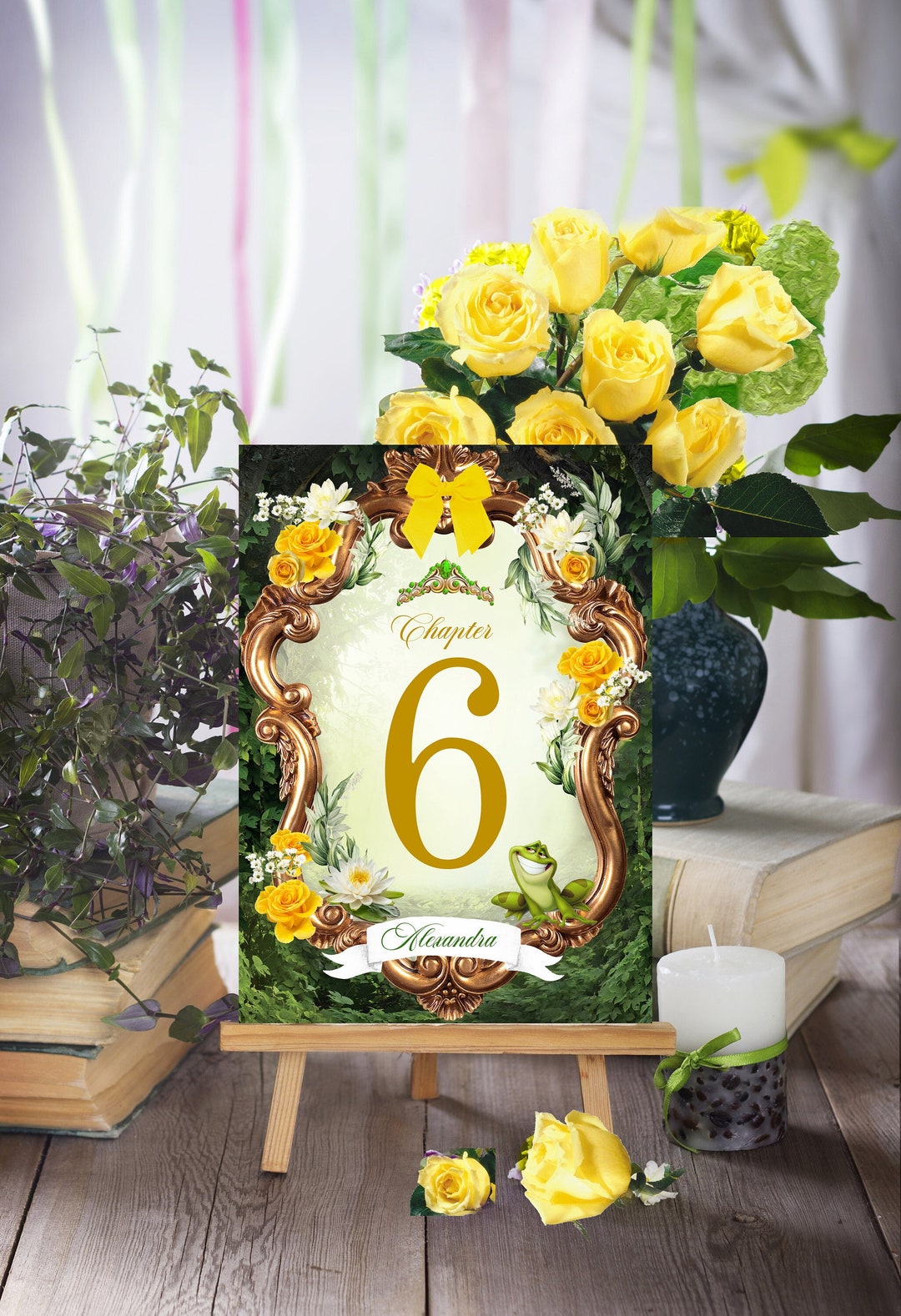 Princess and the Frog Table Number, Princess and Frog Sign, Quinceanera ...
