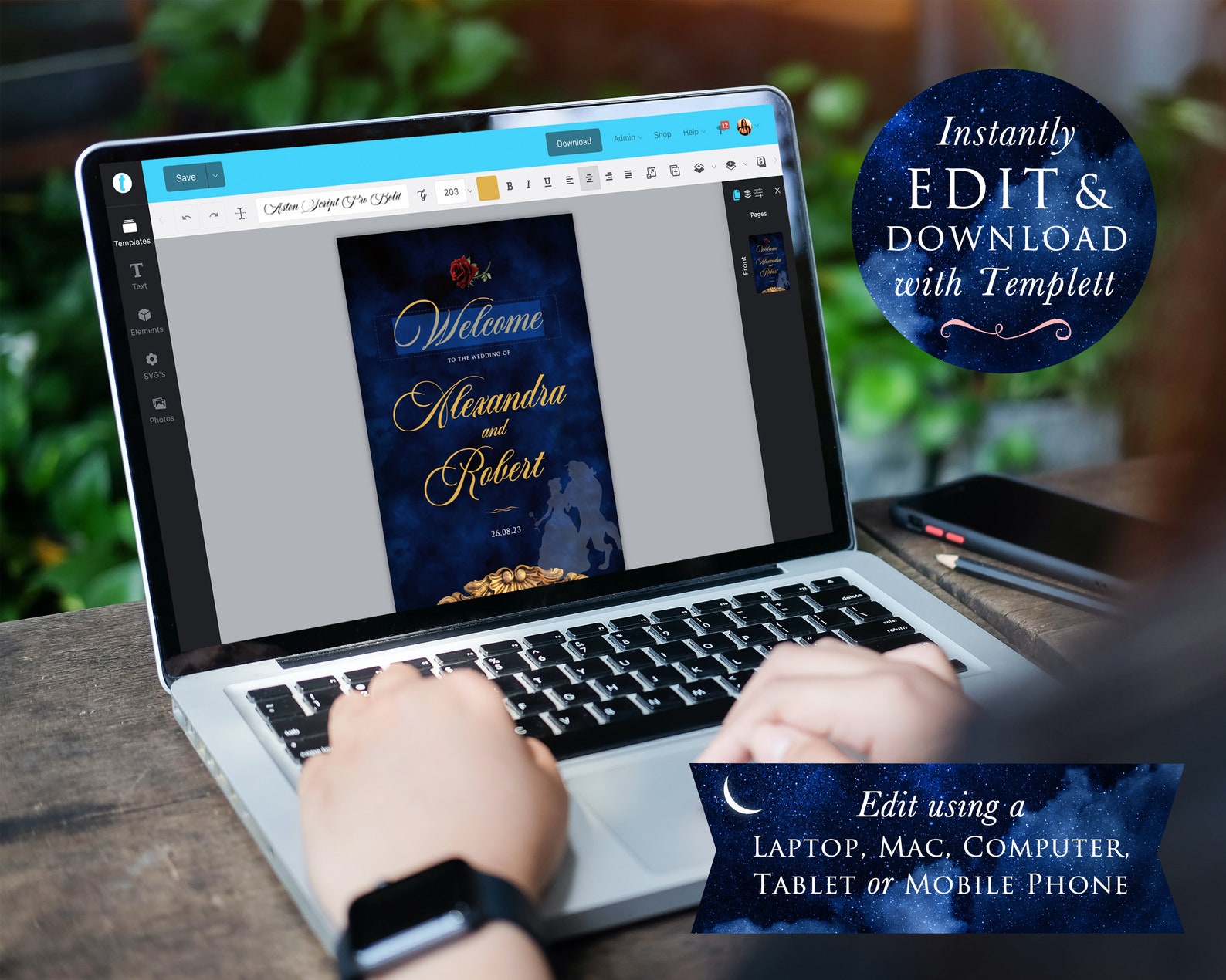 Beauty and the Beast Welcome Sign, Navy Wedding Welcome Sign, Instant ...