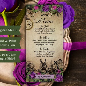 Alice in Wonderland Menu, Alice Menu, Alice Printables, Alice Wedding ...