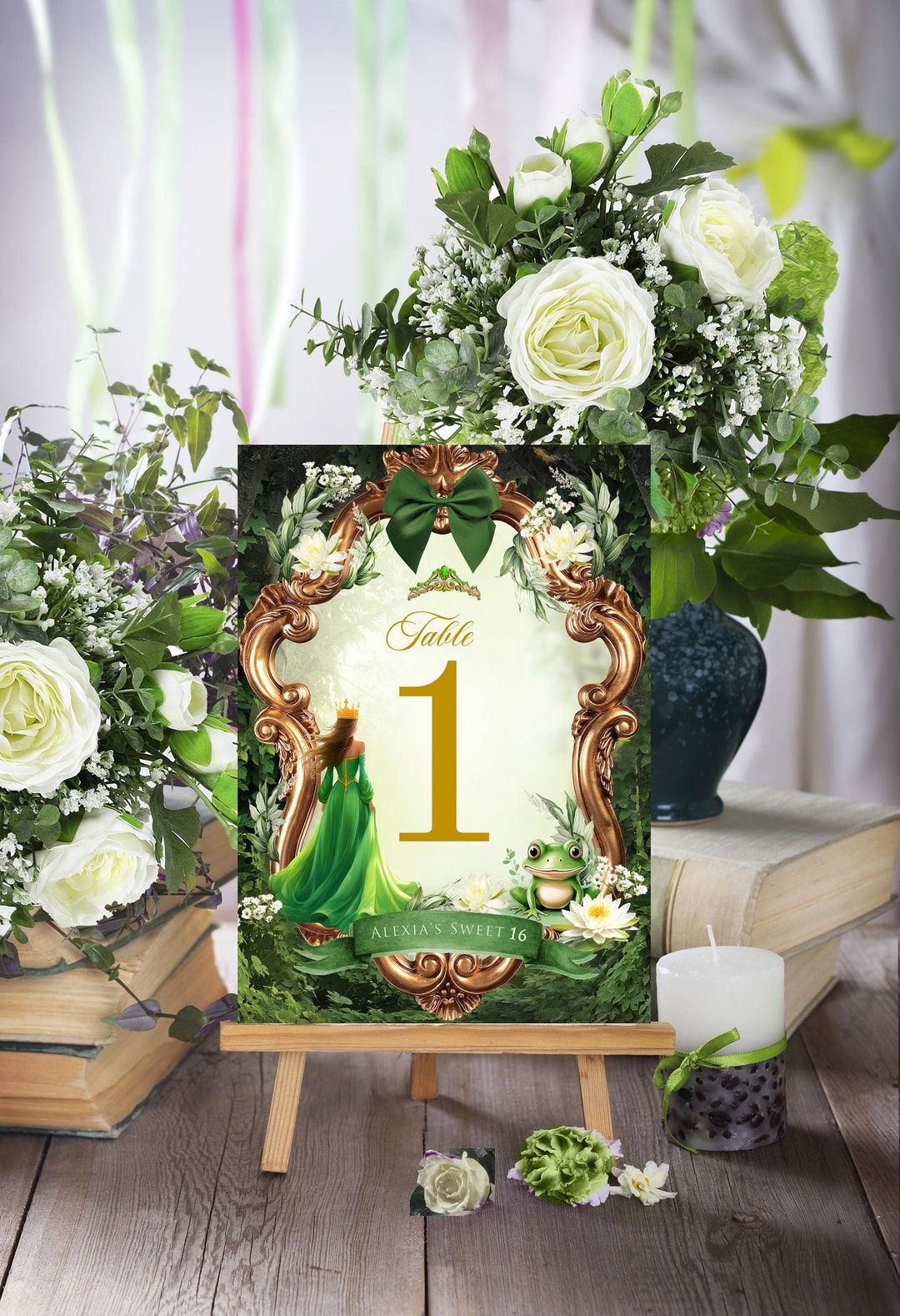 Princess and the Frog Table Number, Princess and Frog Sign, Quinceanera ...