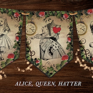 Alice in Wonderland Bunting, Alice Party Decor, Alice Party Printables ...