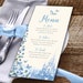 Cinderella Menu, Digital Wedding Menu, Blue Editable Menu, Dusty Blue ...