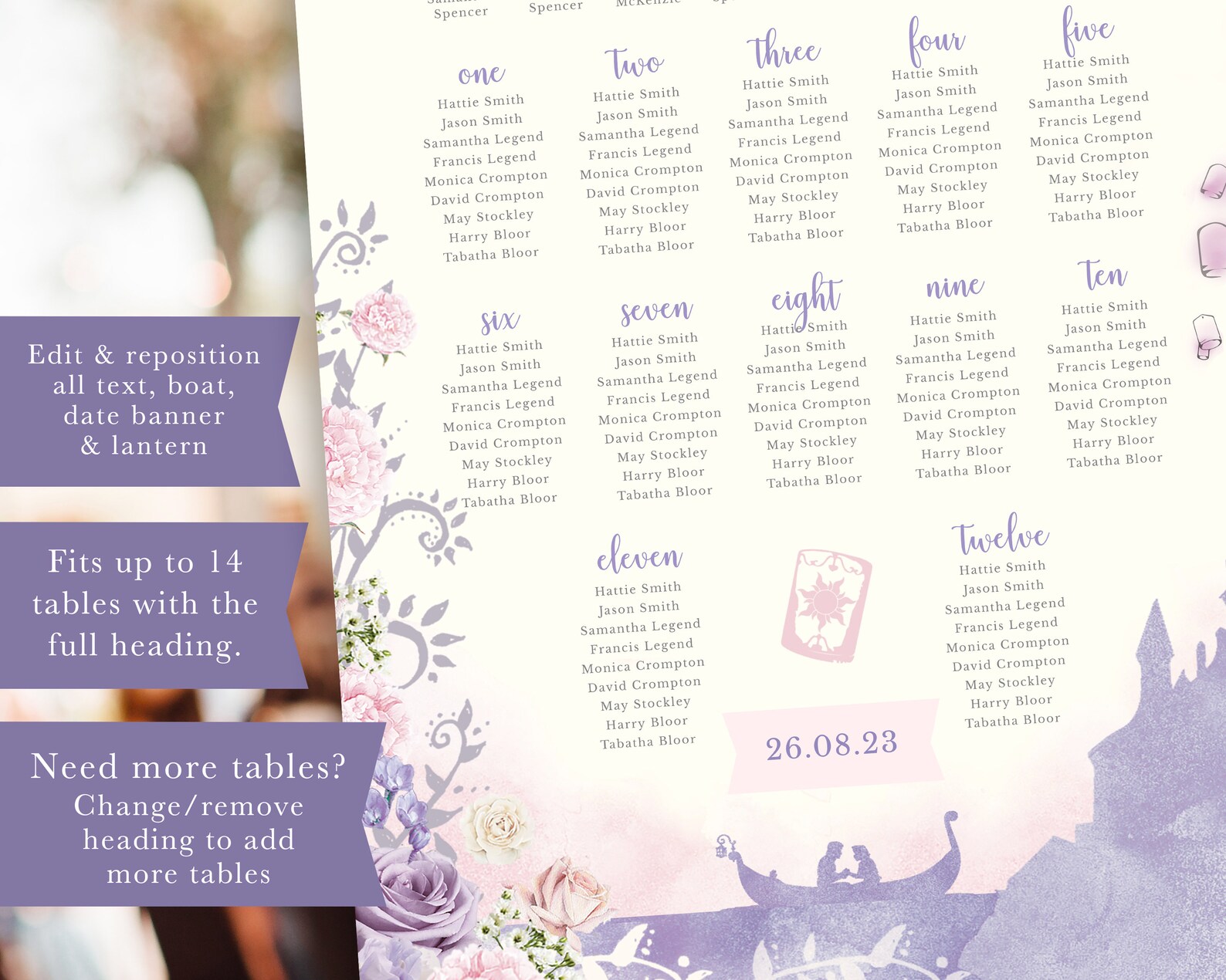 Tangled Table Plan, Lavender Wedding Sign, Digital Wedding Sign ...