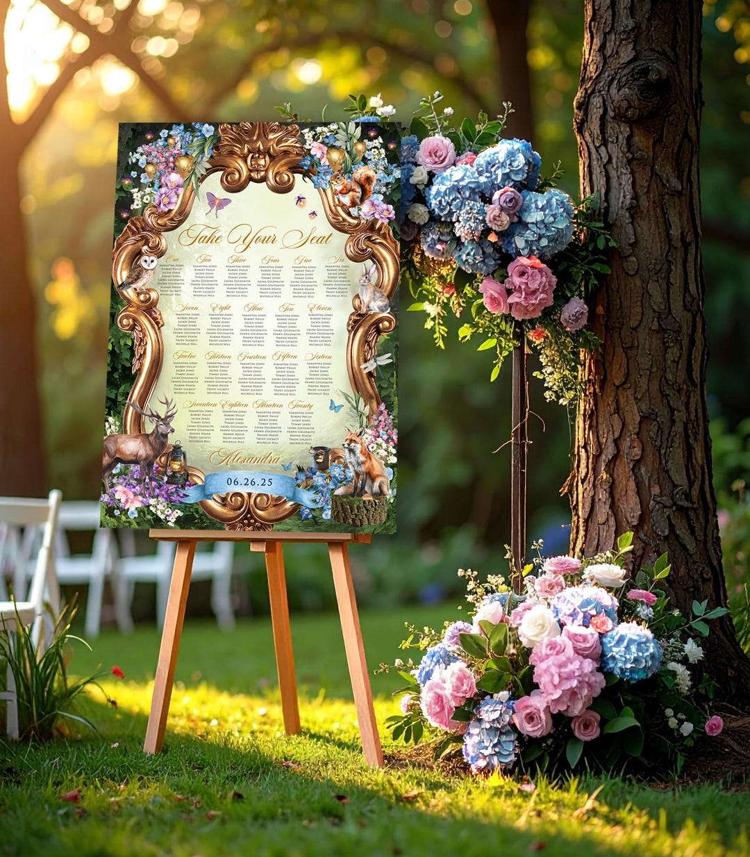 Enchanted Woodland Seating Chart, Woodland Animals, Rustic Wedding ...