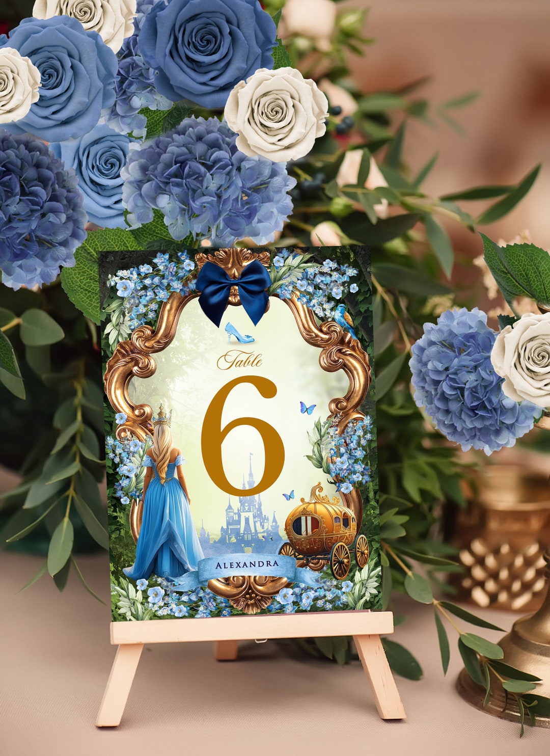 Cinderella Table Number, Fairy Tale Table Number, Blue Wedding Table ...