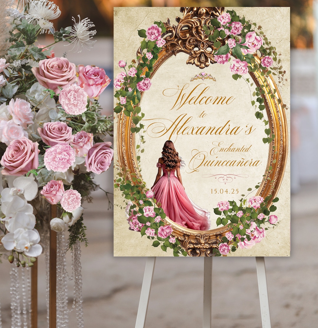 Quinceanera Welcome Sign, Sweet Sixteen Welcome Sign, Pink Fairytale ...