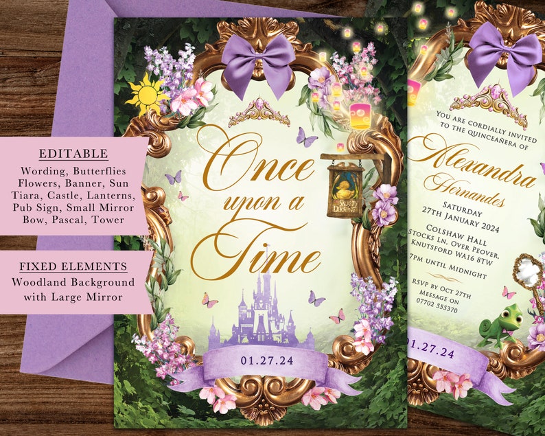 Tangled Birthday Invitation, Quinceanera, Sweet 16 Invitation, Digital ...