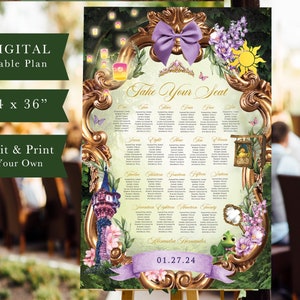 Tangled Seating Chart, Quinceanera Tangled Seating Plan, Sweet Sixteen ...