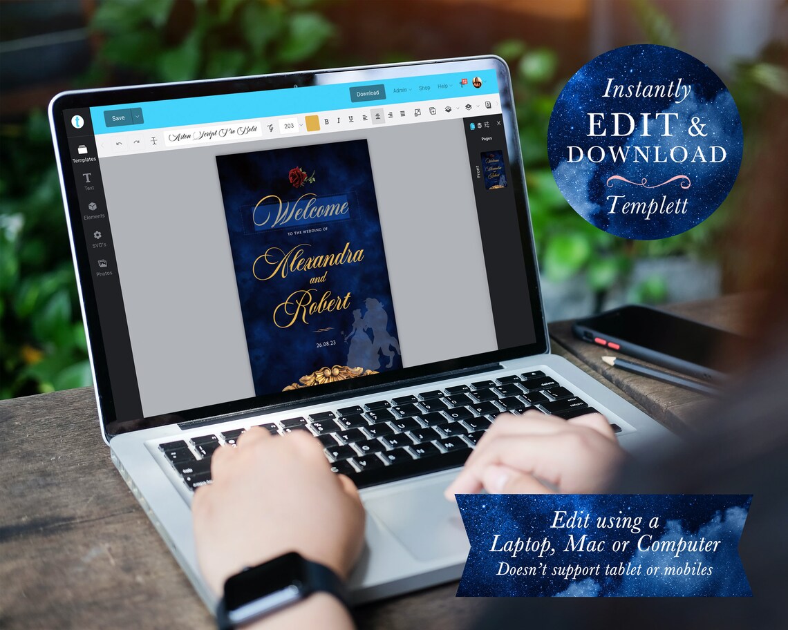 Beauty and the Beast Welcome Sign Navy Wedding Welcome Sign - Etsy