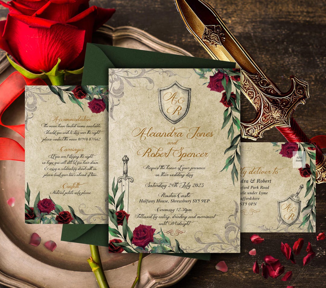 Medieval Wedding Invitation, Rustic Wedding Invitation, Castle Wedding ...