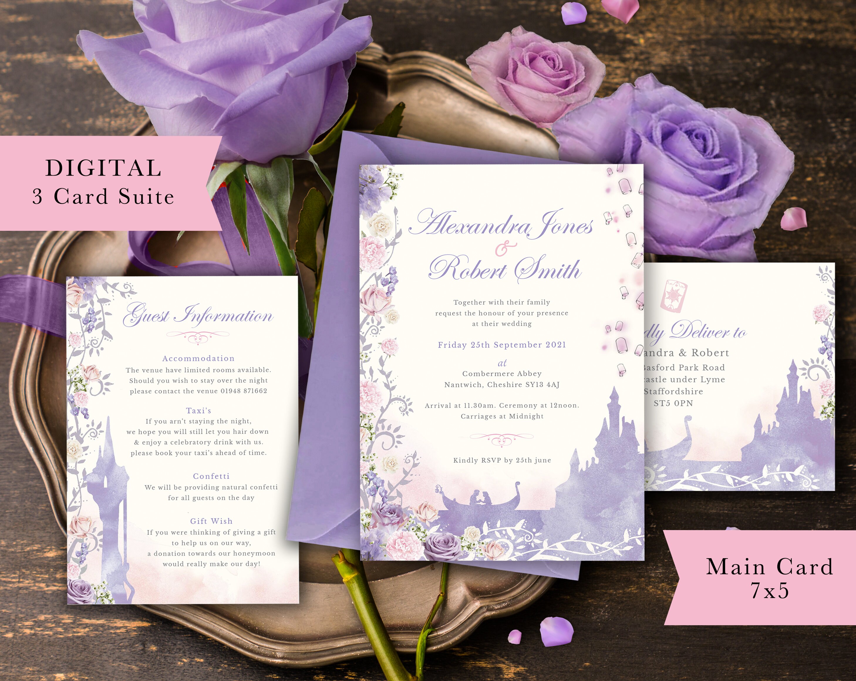 Tangled Wedding Invitation, Rapunzel Tower Invite, Purple Fairytale ...