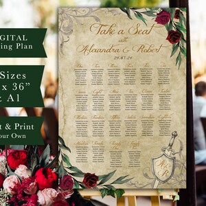 Medieval Wedding Seating Chart, Fantasy Table Plan (digital Download ...