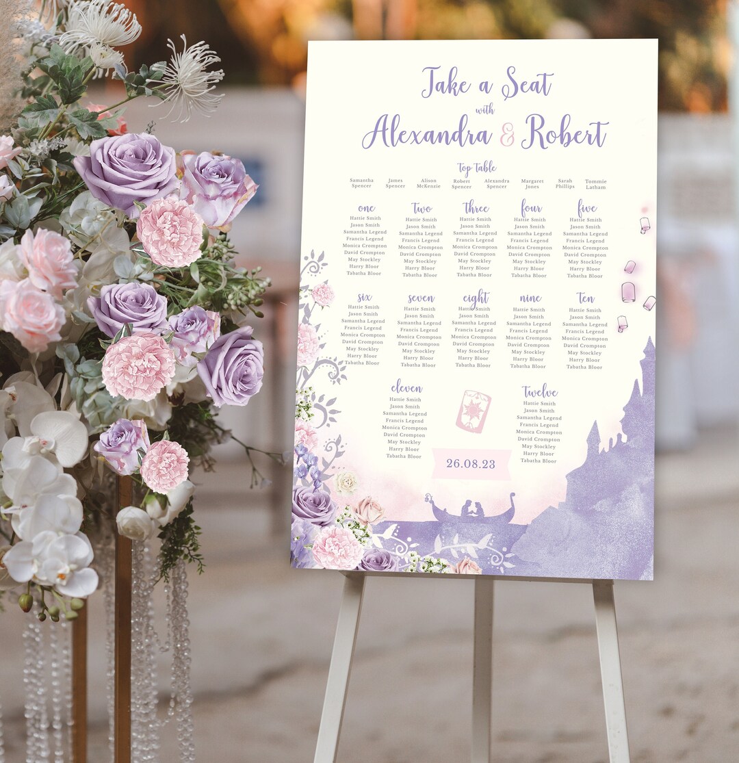 Tangled Table Plan, Lavender Wedding Sign, Digital Wedding Sign ...