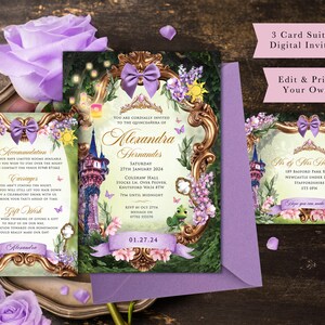 Tangled Invitation, Tangled Quinceanera Invite, Tangled Invite Suite ...