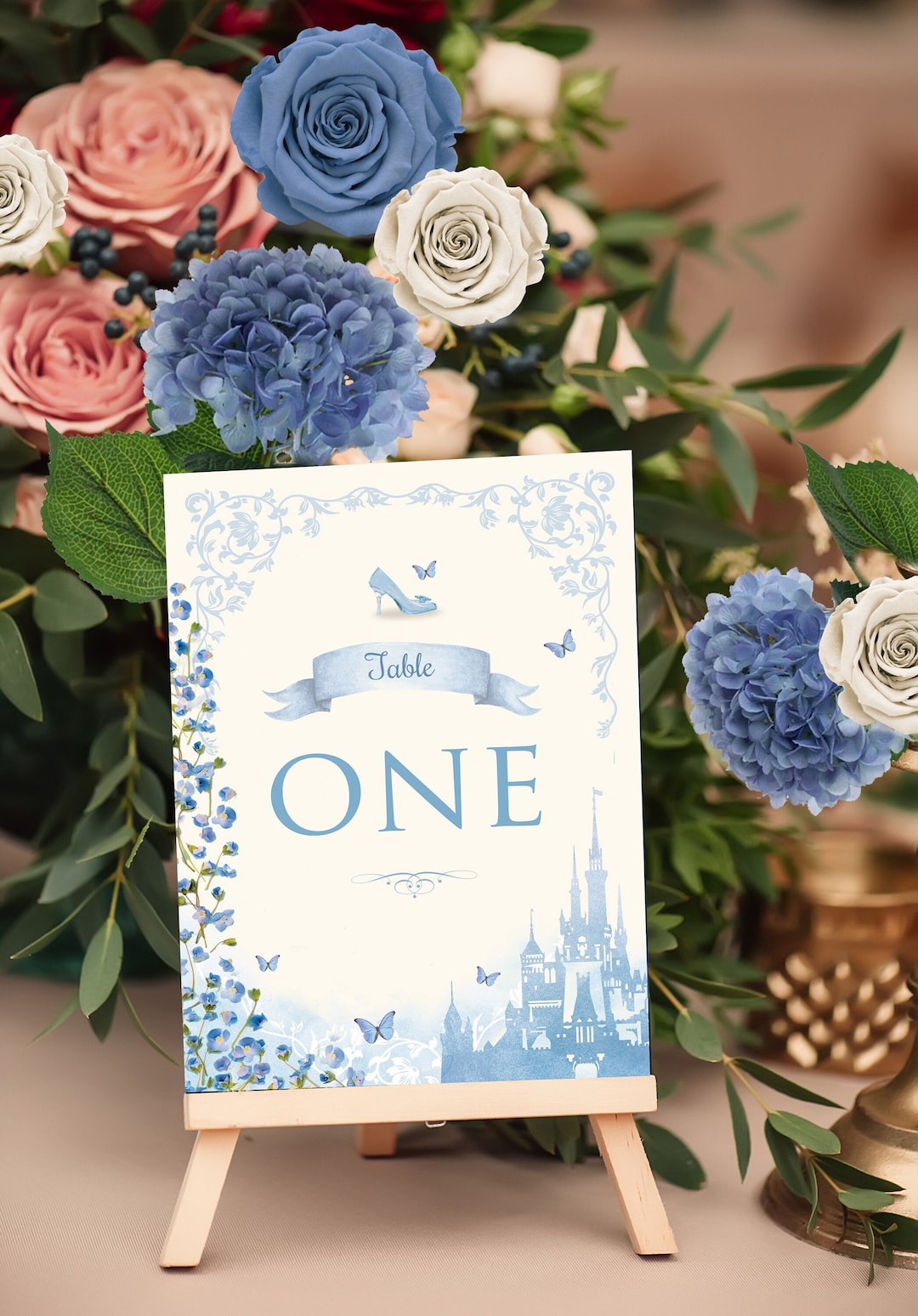 Cinderella Table Number, Fairy Tale Table Number, Blue Wedding Table ...